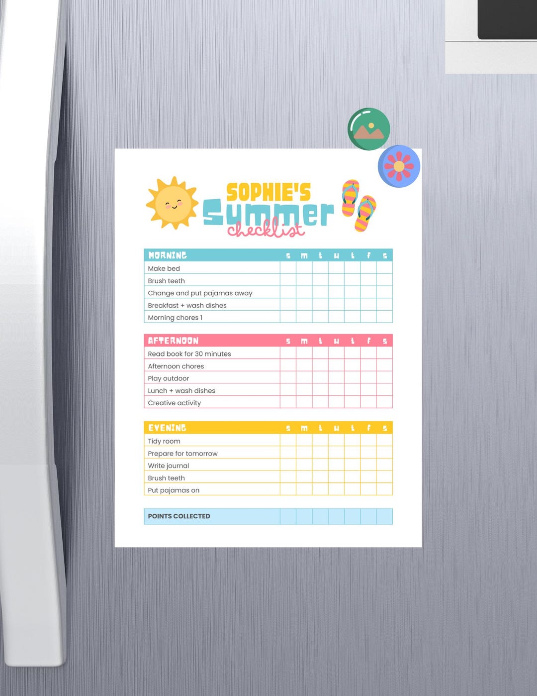 Summer Chore Chart - Checklist - Etsy