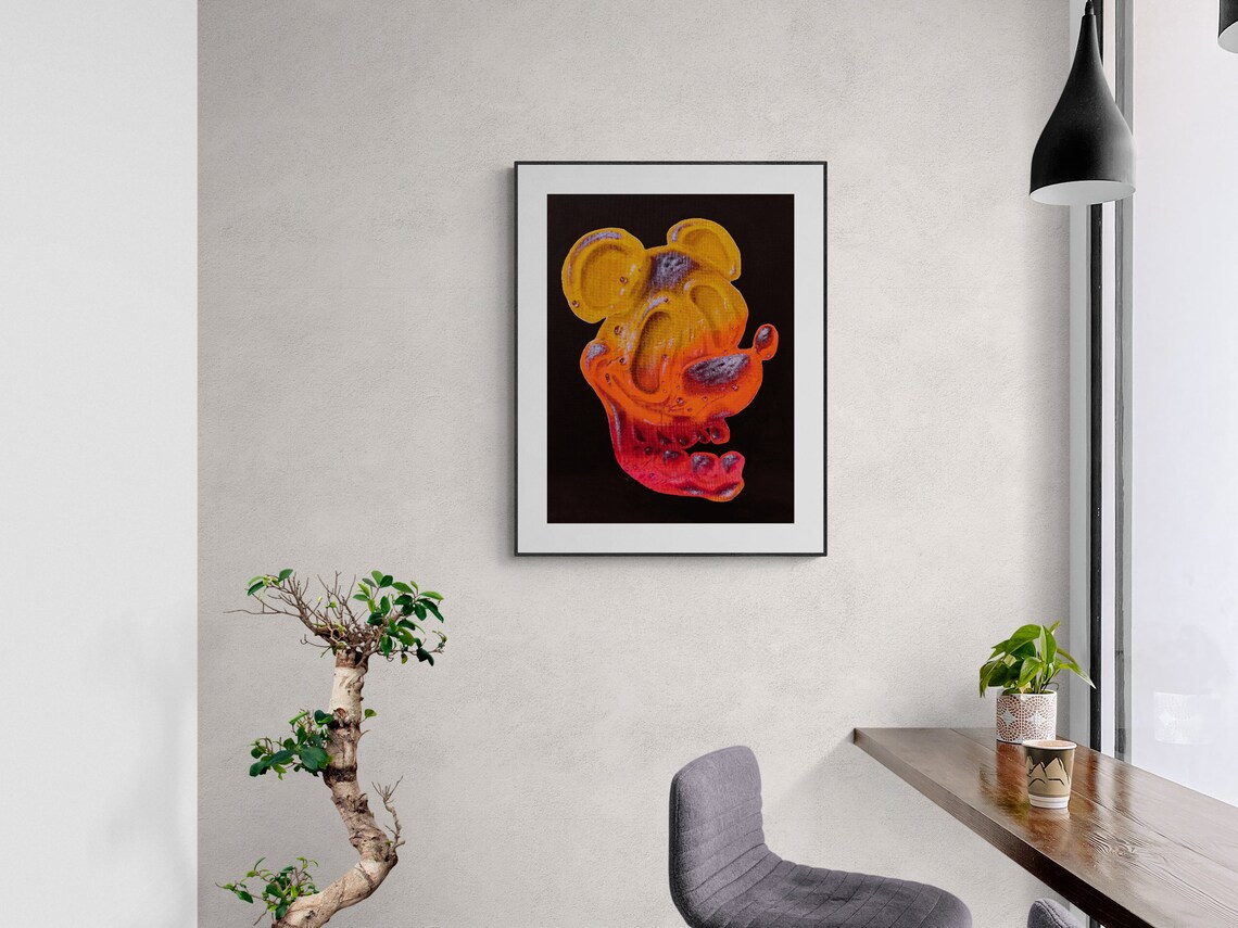 Original Surreal Mickey Mouse Cartoon Oil Painting on Canvas - Etsy