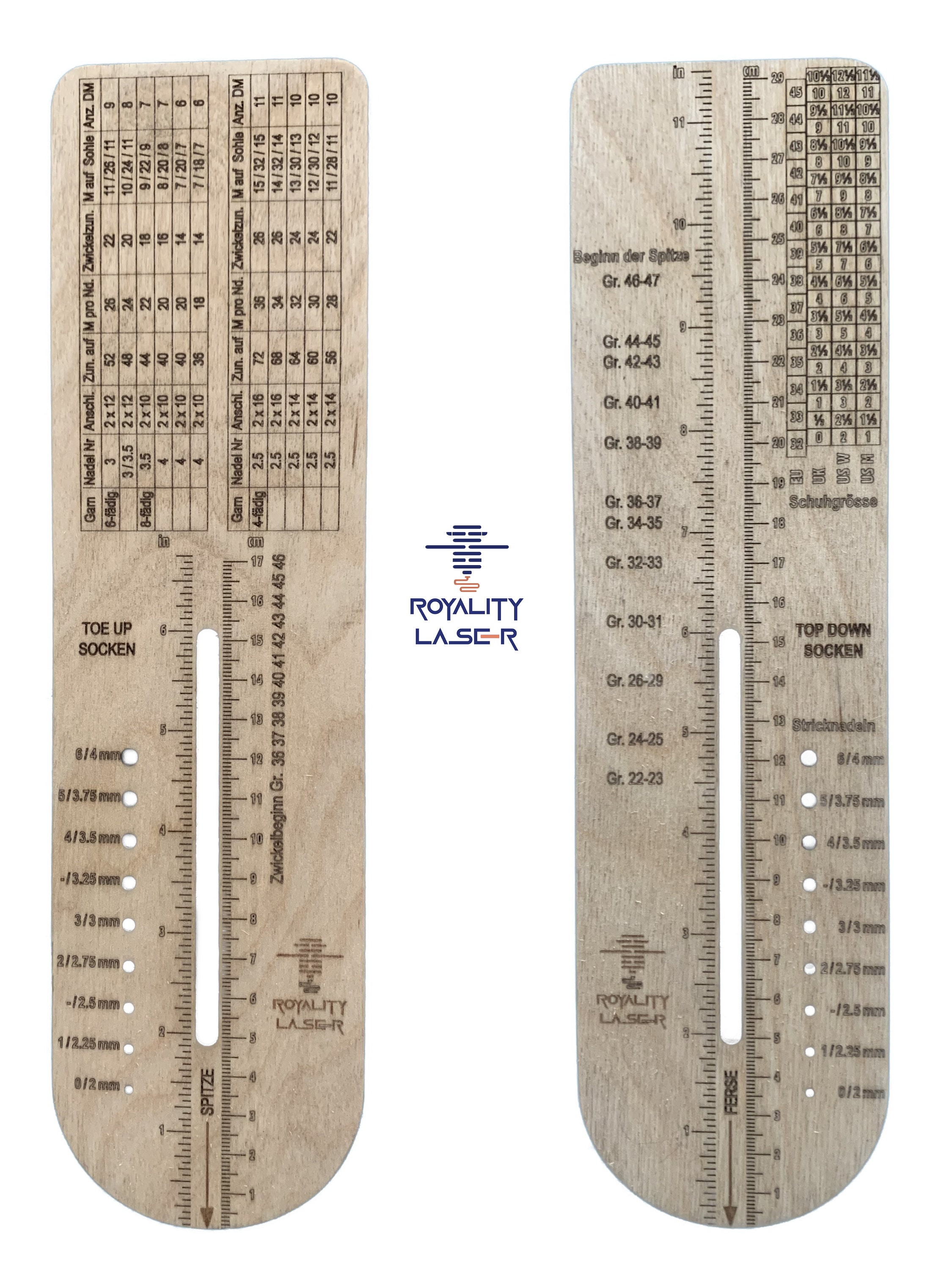 Sockenlineal 6 in 1, Sock Ruler, Sock Knitting Ruler, Strick-lineal ...