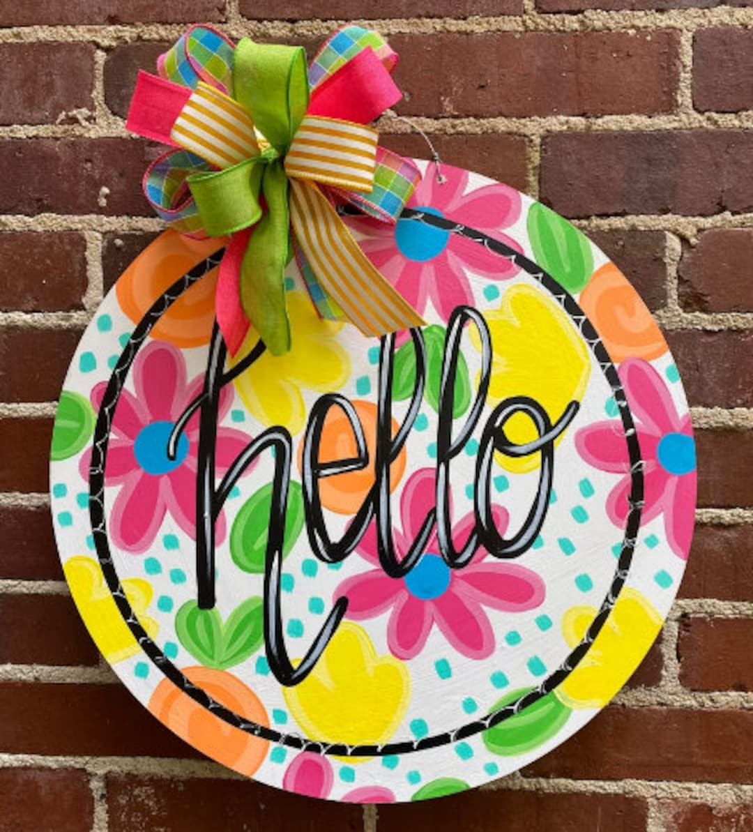 Bright Flowers Door Hanger 18" - Etsy