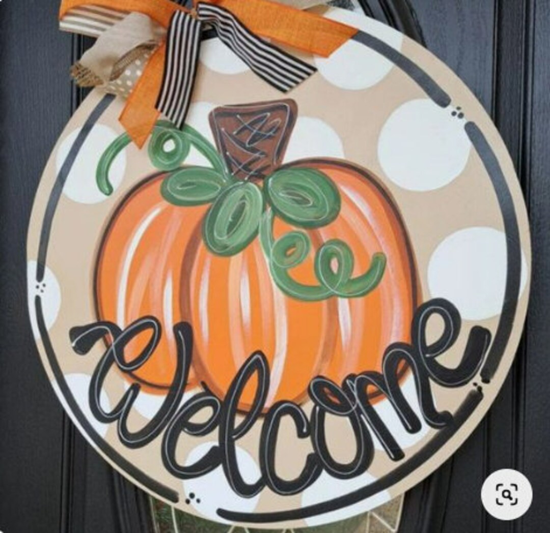 Tan Welcome Pumpkin (18 in Door Hanger) - Etsy