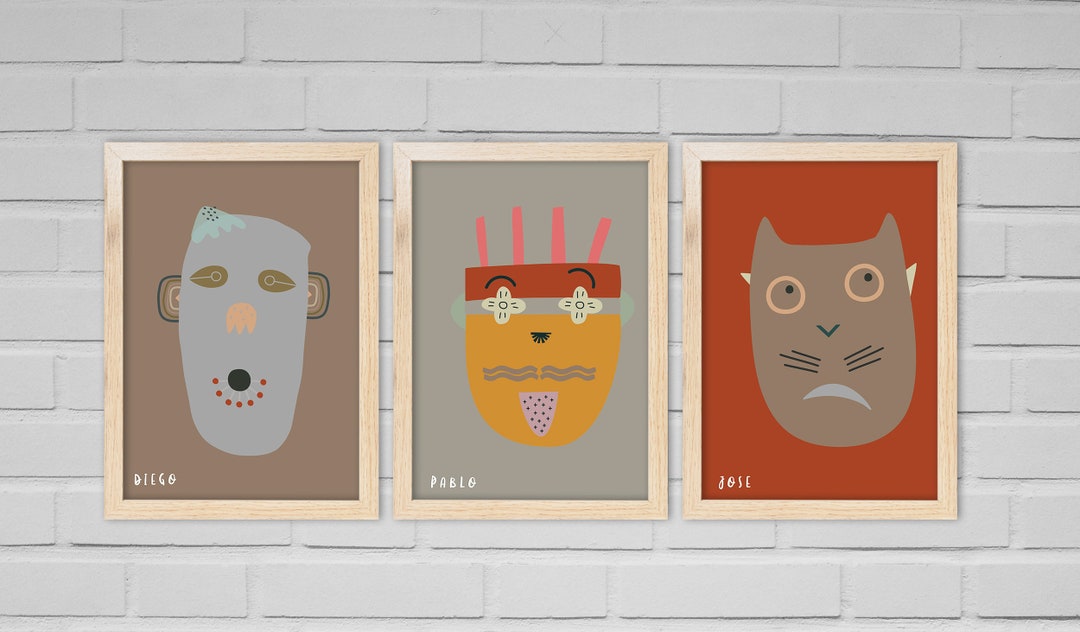 Minimalistic Funny Faces 3-posters-set Wall Art, Digital Printable ...