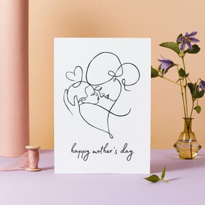 Mother’s Day Digital Card | Modern One Line Art Printable | Mom and ...