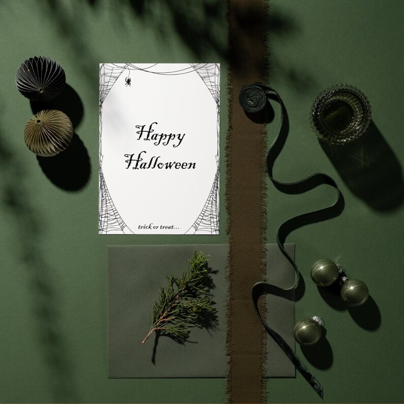 Printable Halloween Card | Digital Download | Spooky Spider Web Design ...