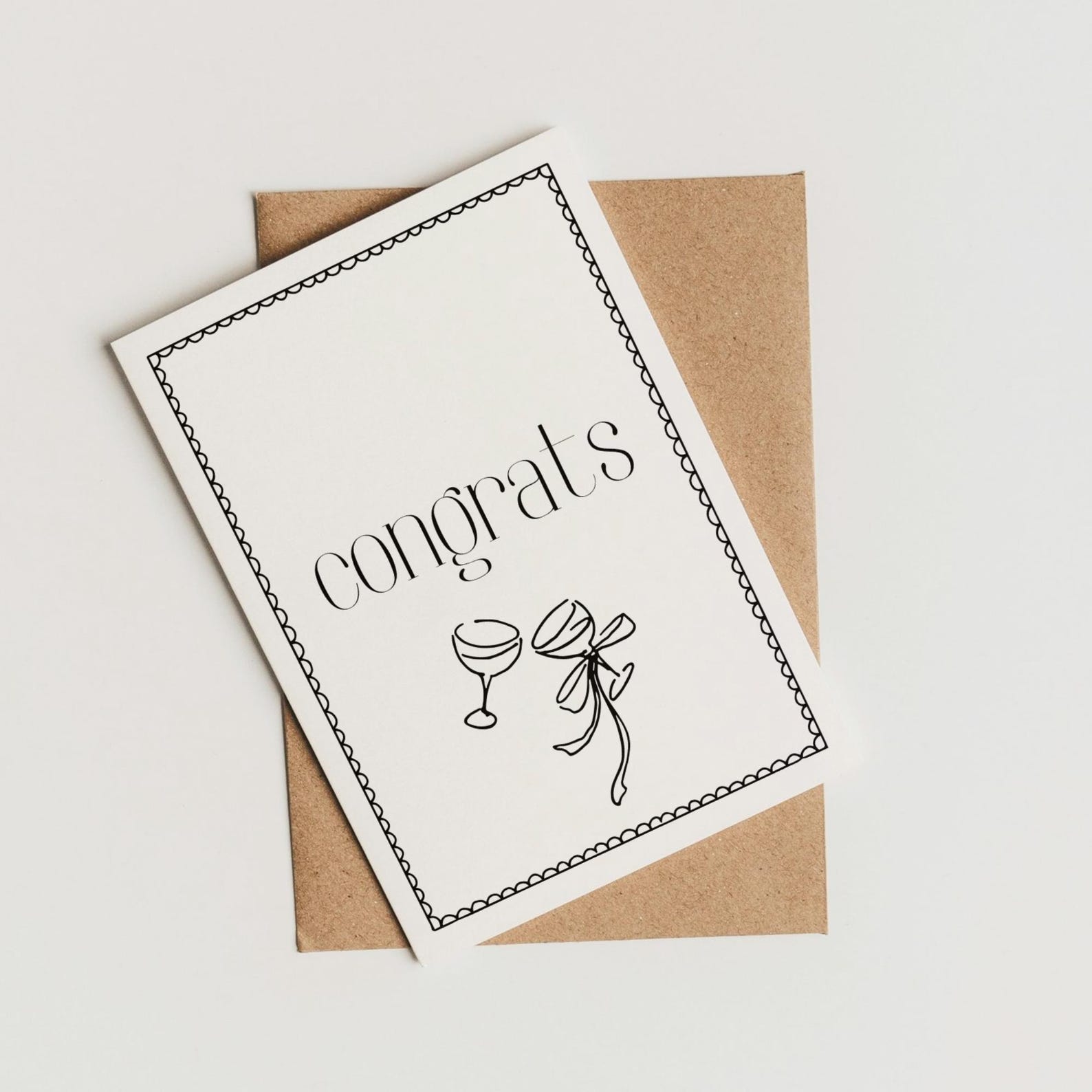 Printable Congrats Card Minimalist Champagne Glasses Design Instant ...