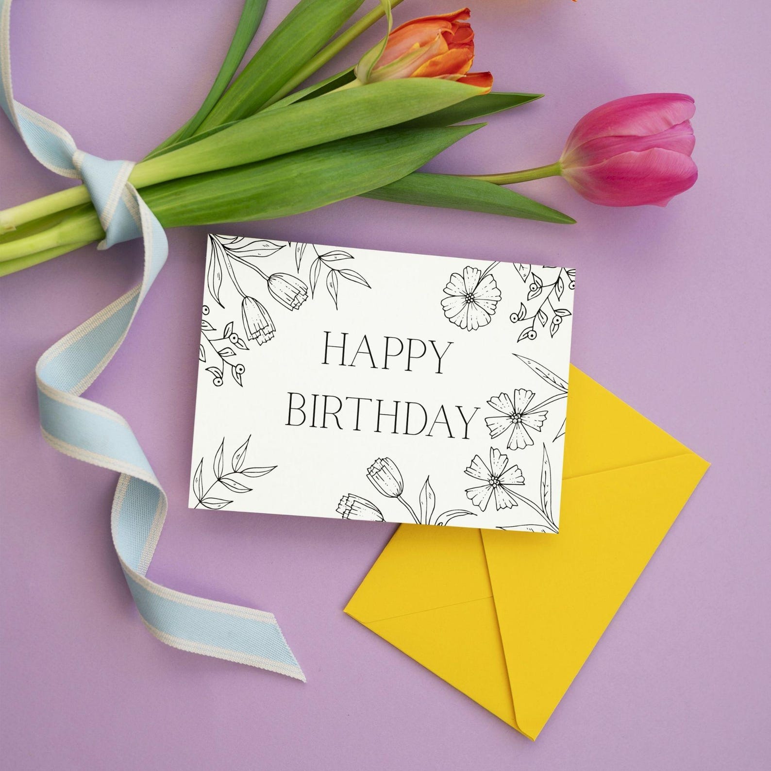 Printable Happy Birthday Card | Minimalist Birthday Card Design ...