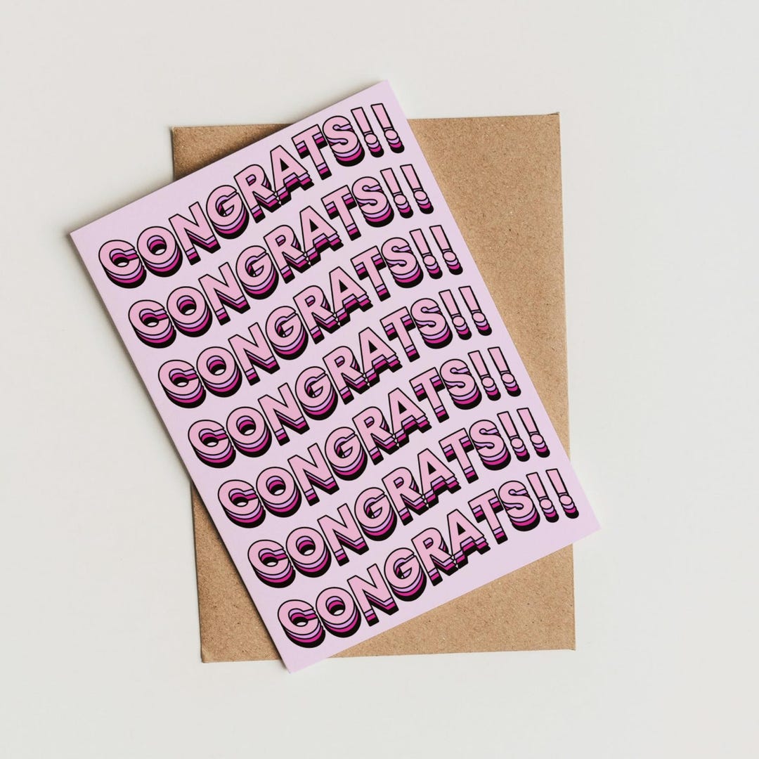 Pink Congrats Card | Bold and Loud Design | Instant Download | Modern ...