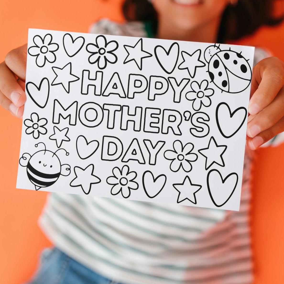 Printable Colouring Happy Mother's Day Card | Colouring Greeting Card ...