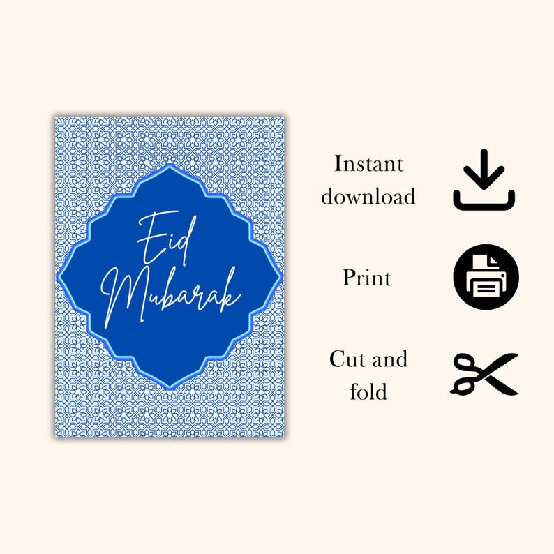 Printable Eid Mubarak Card Set | Ornate & Monochromatic | 4 Bright ...