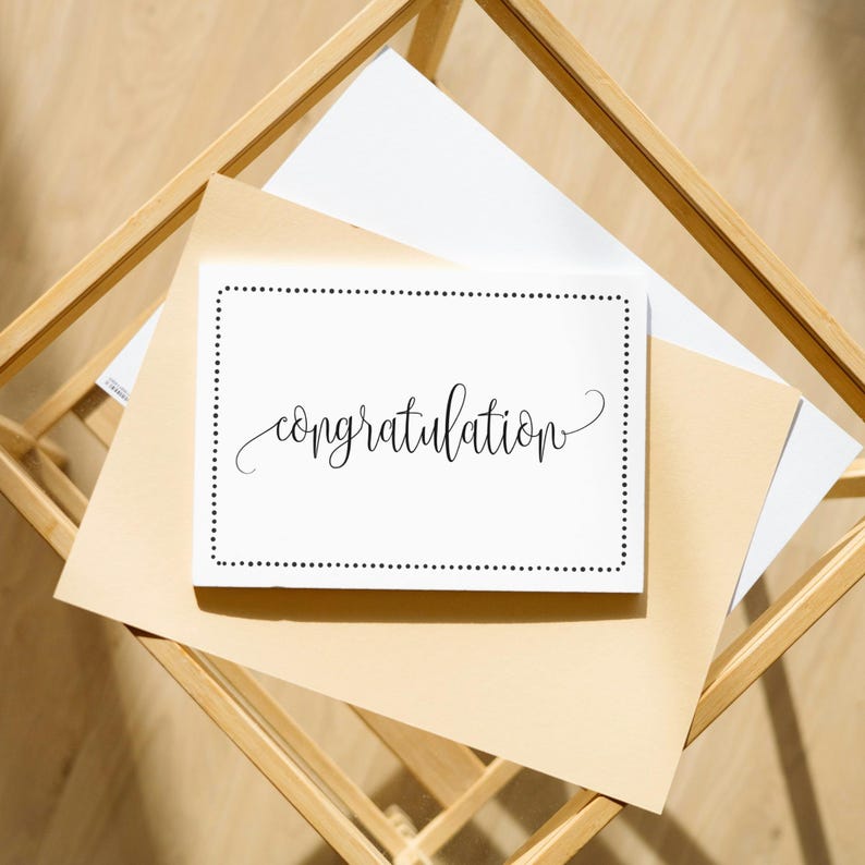 Elegant Congrats Card Printable Black and White Style Instant Download ...