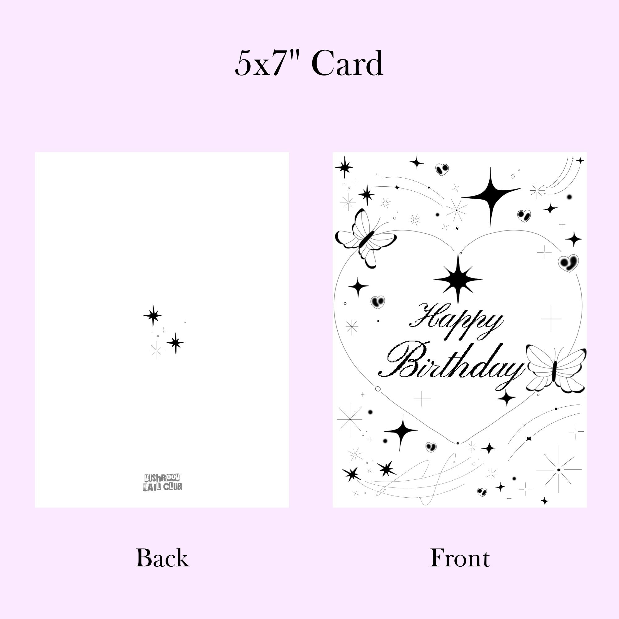 Y2K Birthday Card | Cute Happy Birthday Card | Whimsical Minimalist ...