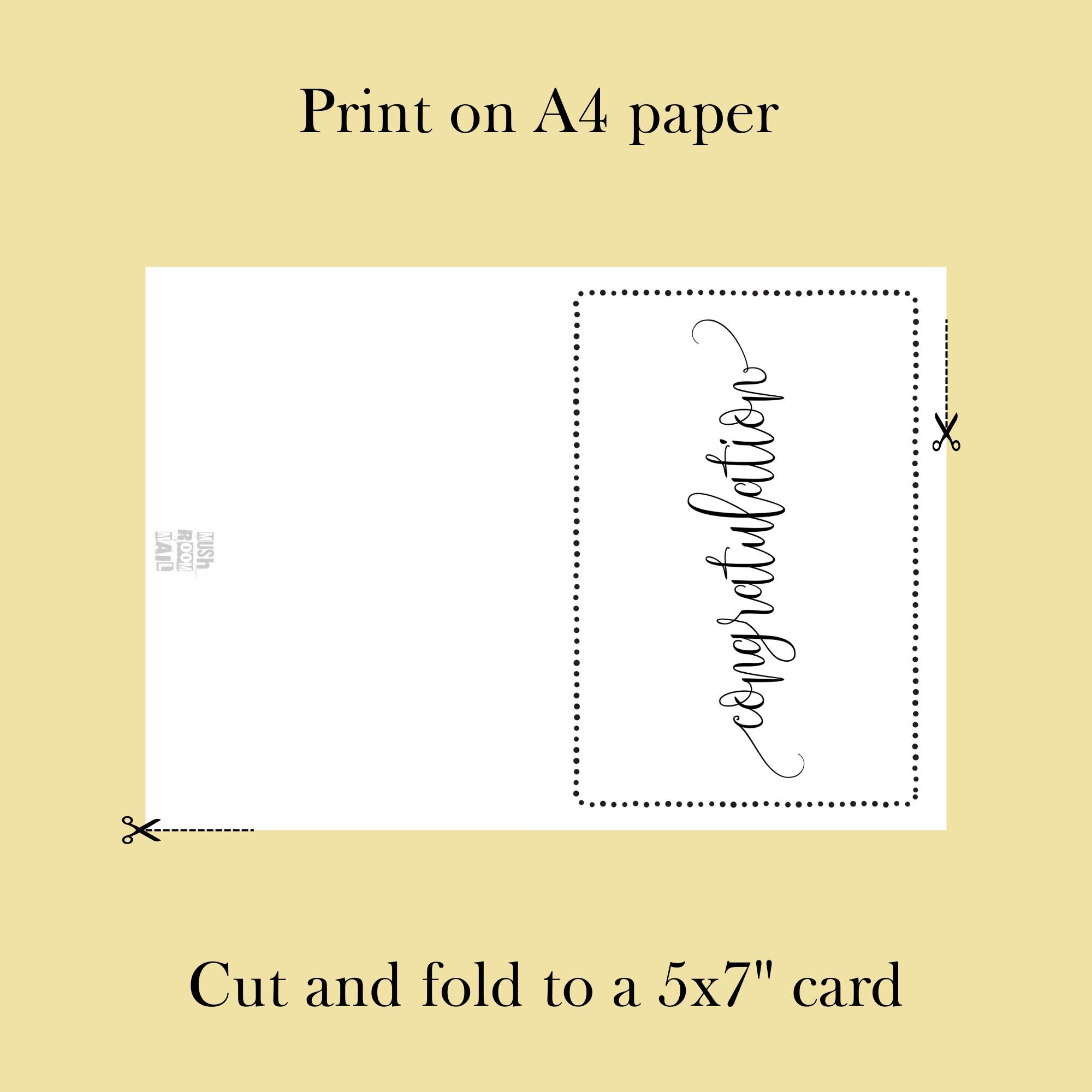 Elegant Congrats Card Printable Black and White Style Instant Download ...