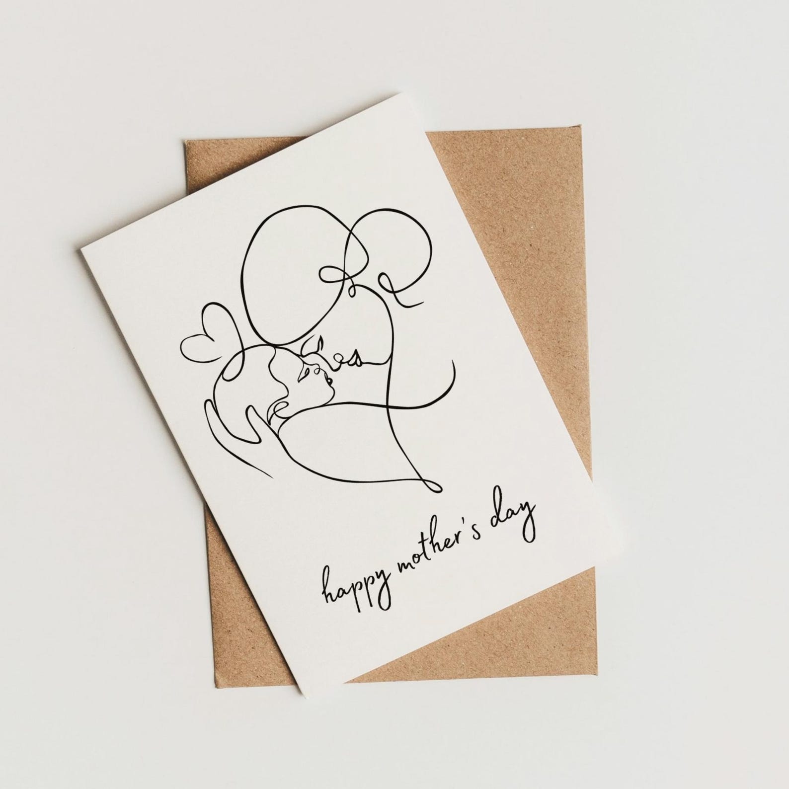 Mother’s Day Digital Card | Modern One Line Art Printable | Mom and ...
