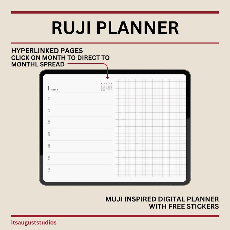 RUJI PLANNER 2024 | Goodnotes, Notability, Etc. - A Muji-inspired ...