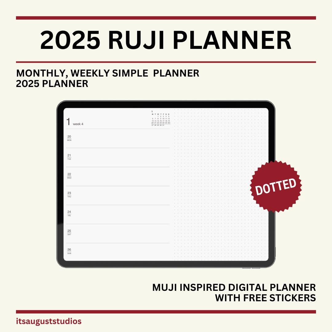 2025 (DOTTED) RUJI PLANNER | Goodnotes, Notability, Etc. - A Muji ...