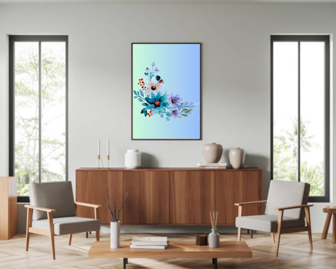Light Blue Flower, Wall Art, Flower Wall Art - Etsy