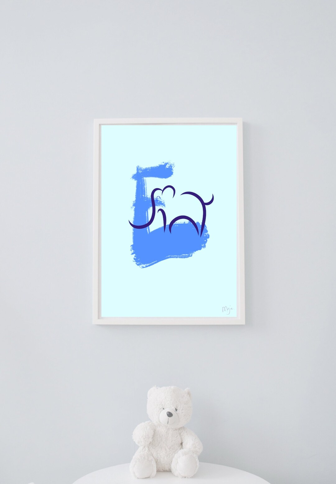 Animal Alphabet Poster Letter E Elephant, Blue - Etsy