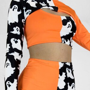 ORANGE GHOST SHRUG - Long Sleeve Crop, Festival Outfit, Rave Outfit ...