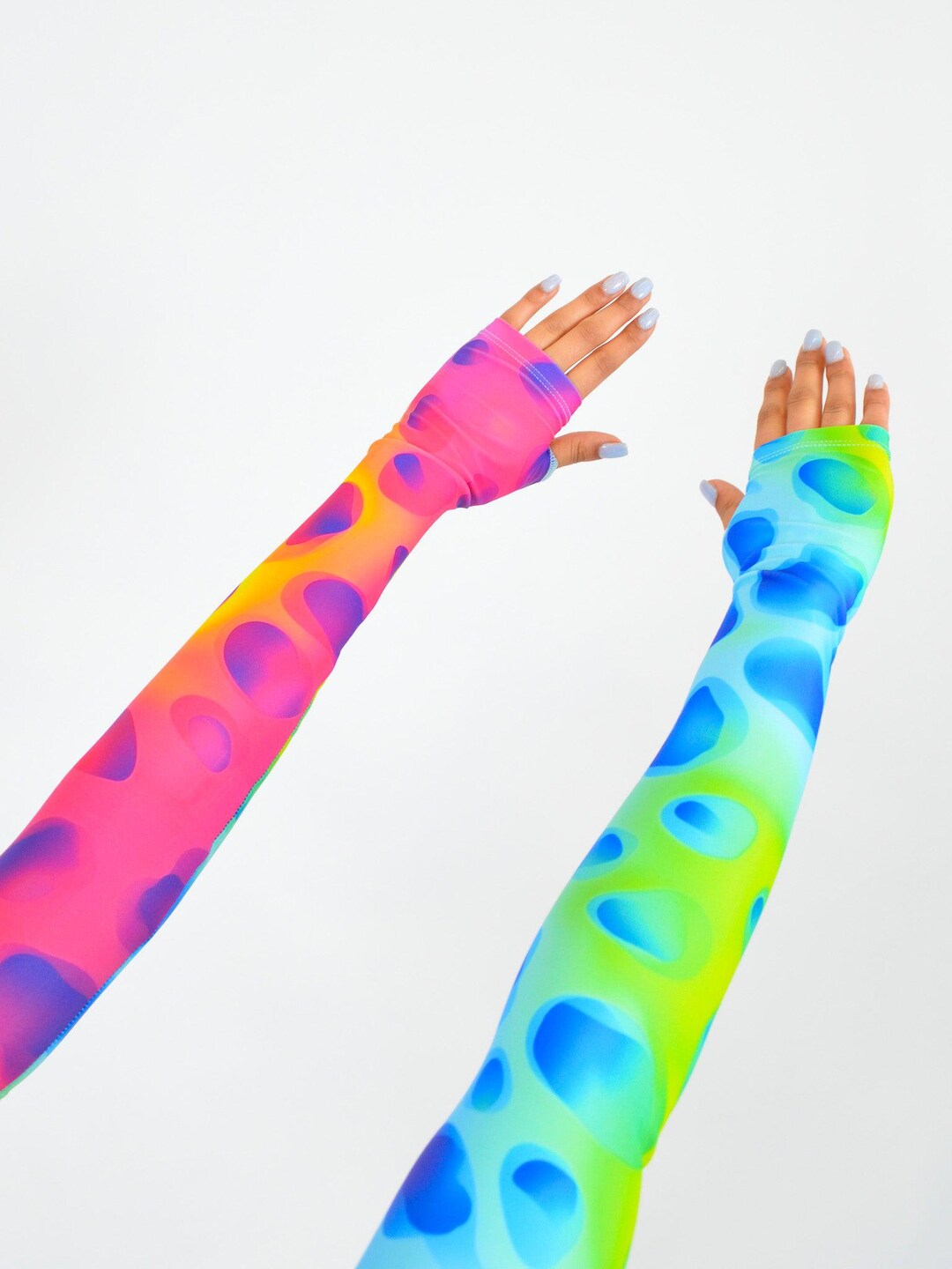 Sleeves With Thumbholes in Rainbow Cow Print - Festival Accessory for ...