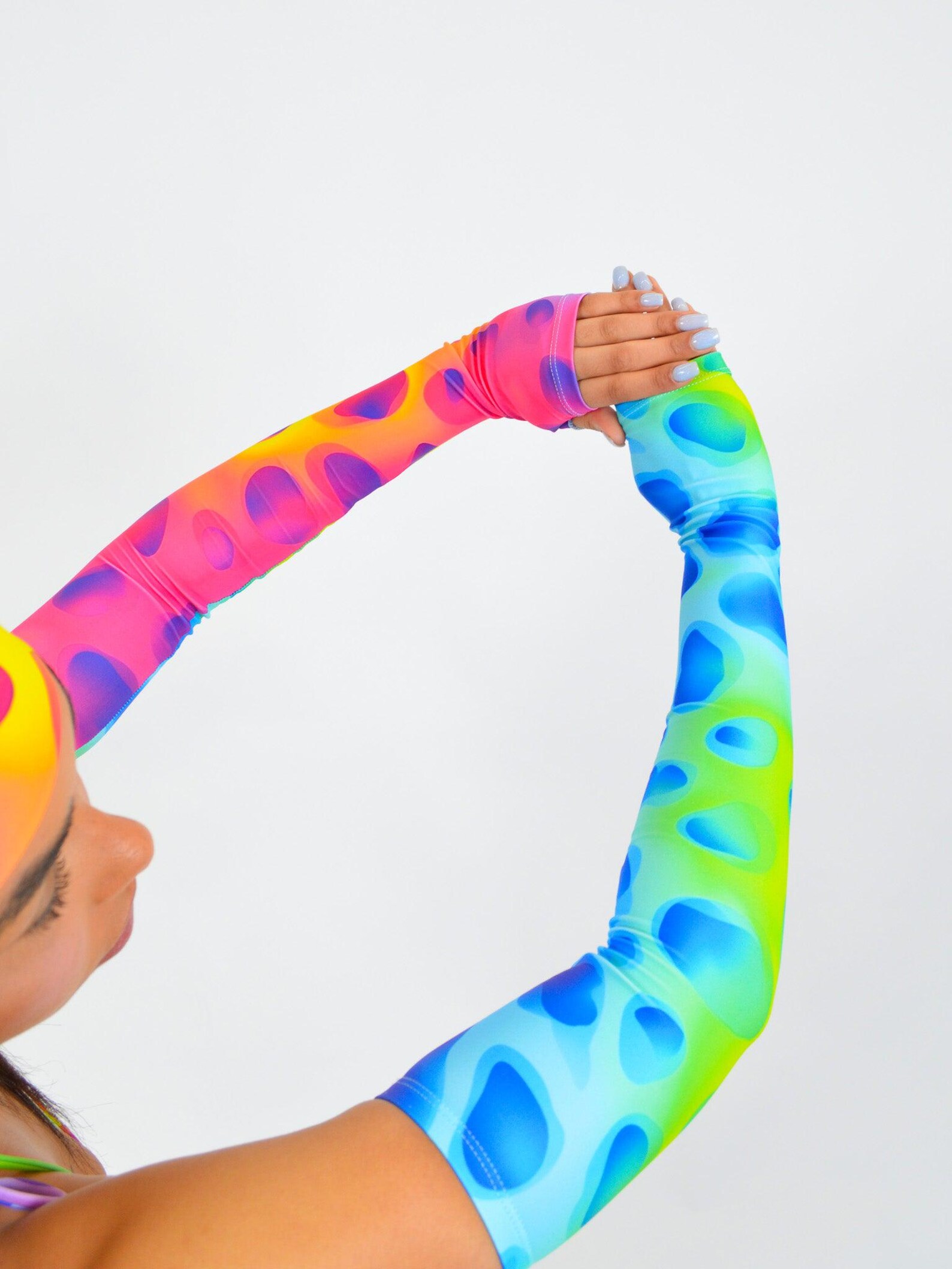 Sleeves With Thumbholes in Rainbow Cow Print - Festival Accessory for ...