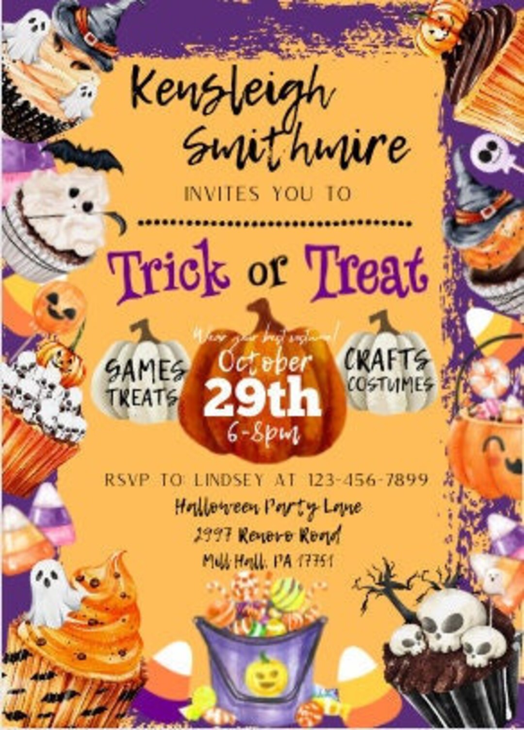 Halloween Party Trick-or-treat Digital Download Invite - Etsy