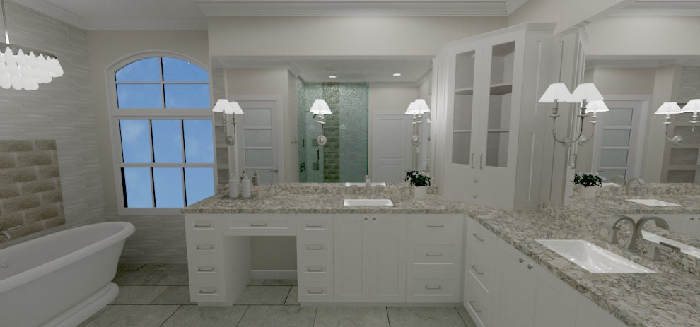 3D Rendering Visuals for Full Bathroom Remodel, Professional Interior ...