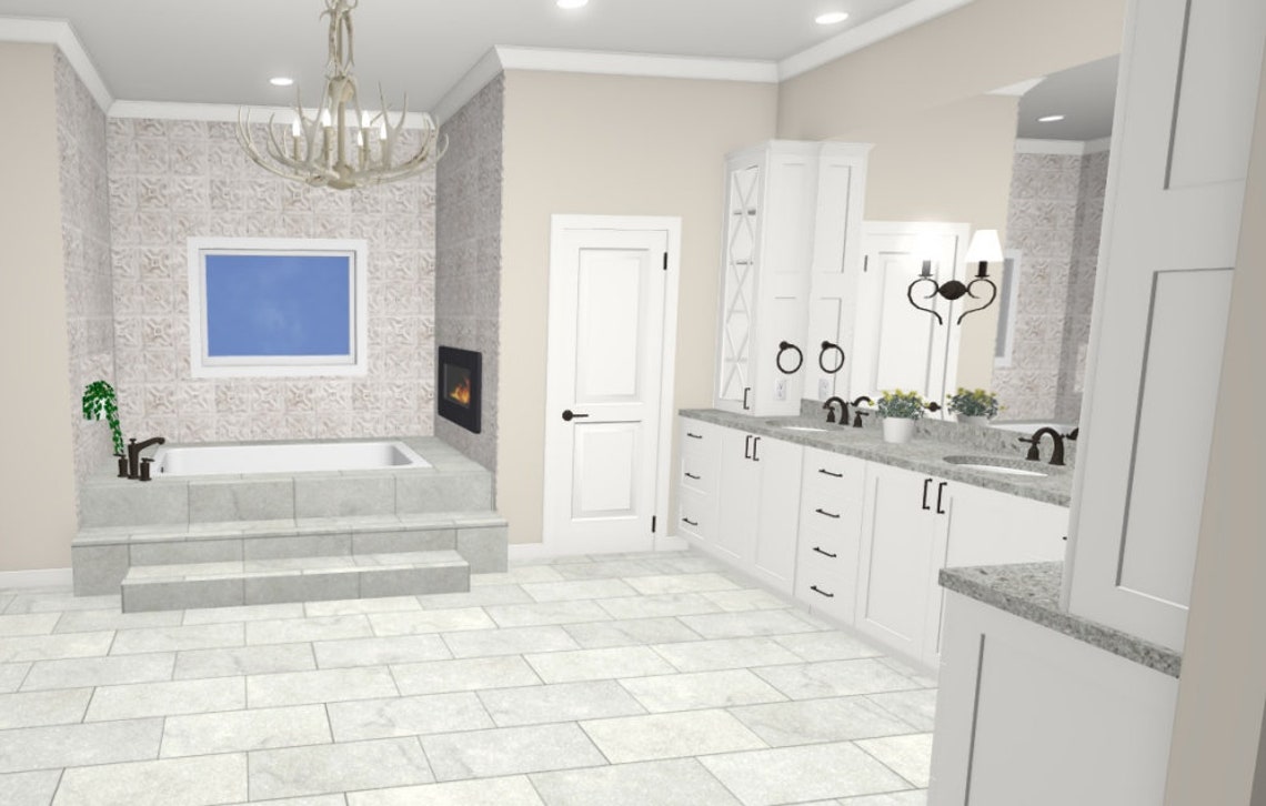 3D Rendering Visuals for Full Bathroom Remodel, Professional Interior ...