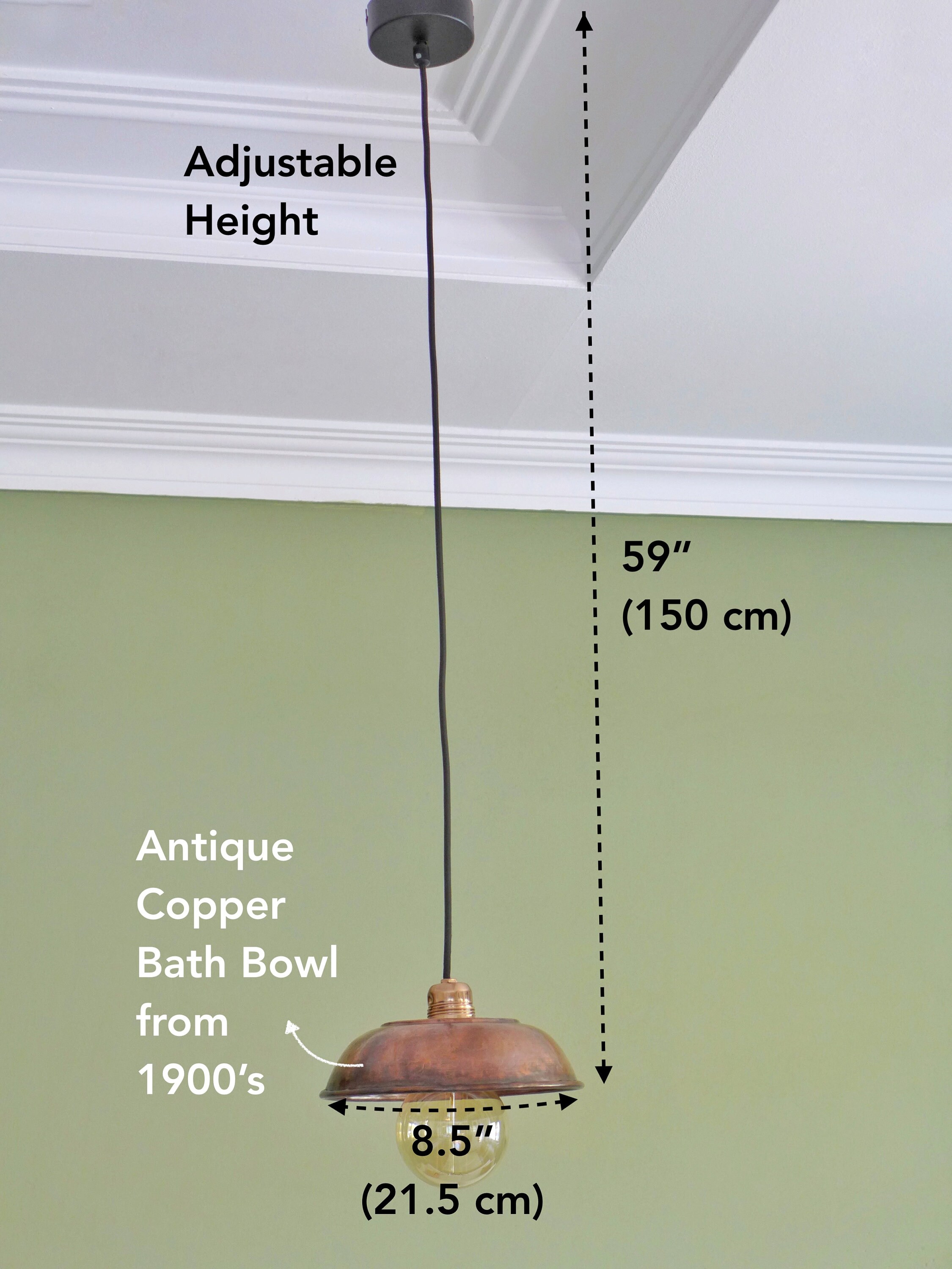 Antique Copper Bath Bowl Pendant Light Copper Pendant Light Copper ...