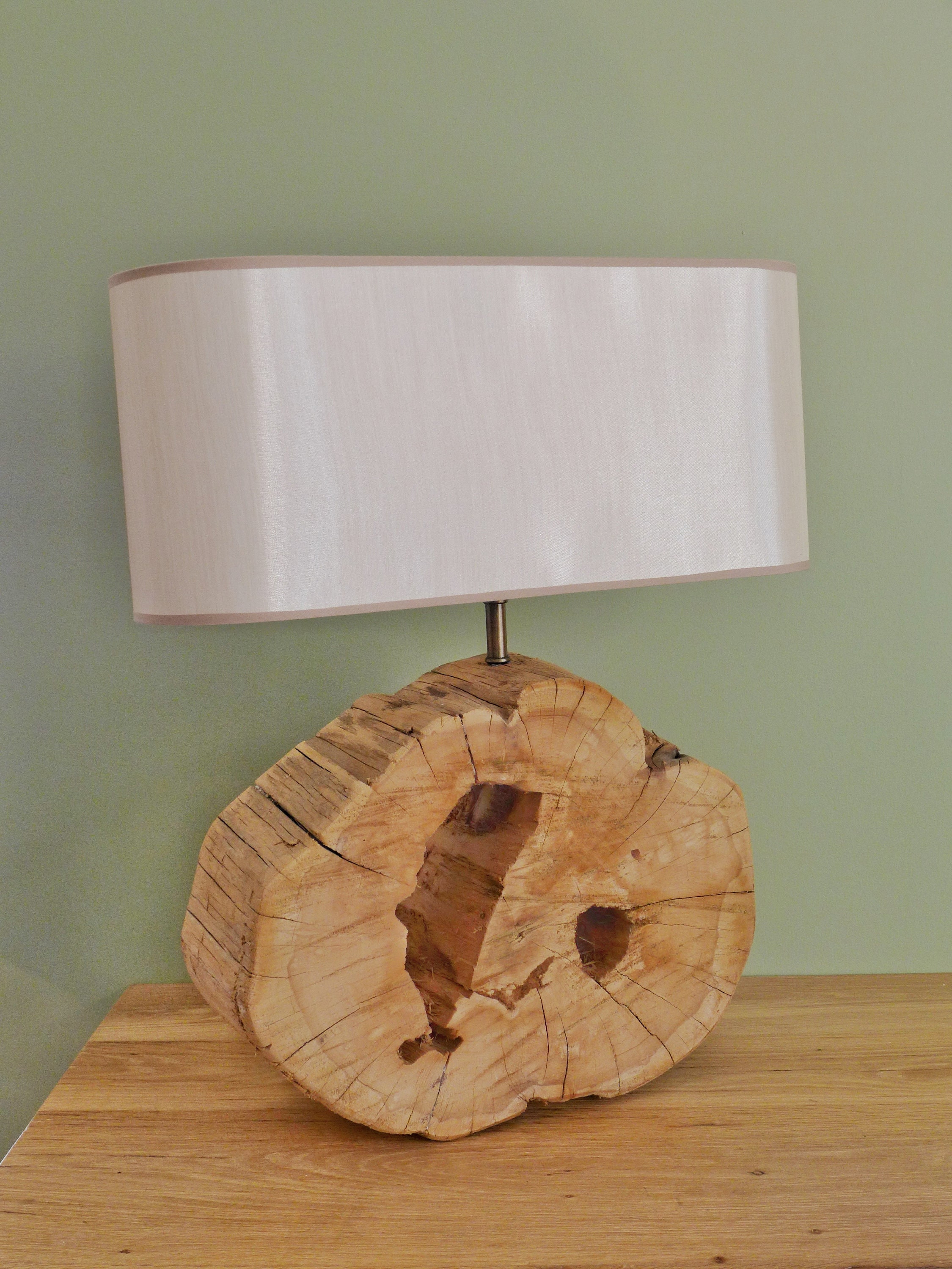 Reclaimed Wood Table With Linen Lamp Shade Bedside Lamp Modern - Etsy