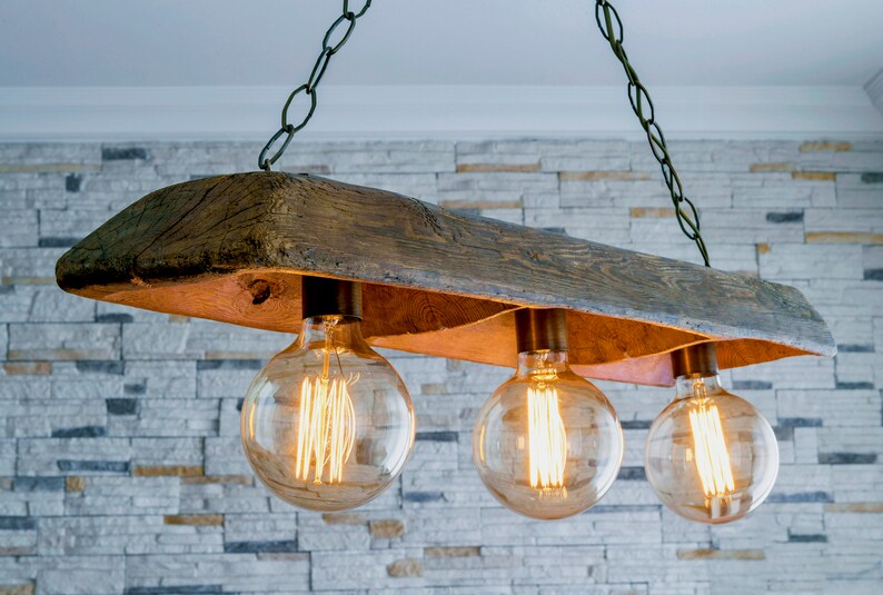Antique Wood Pendant Light: Rustic Kitchen Island Lighting - Etsy