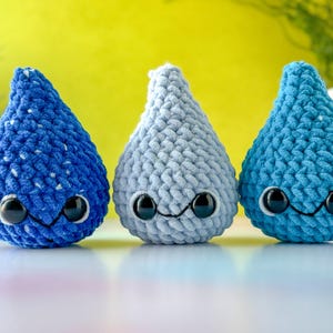 Mini Raindrop Plush Crochet Pattern, No Sew Amigurumi Pattern for ...