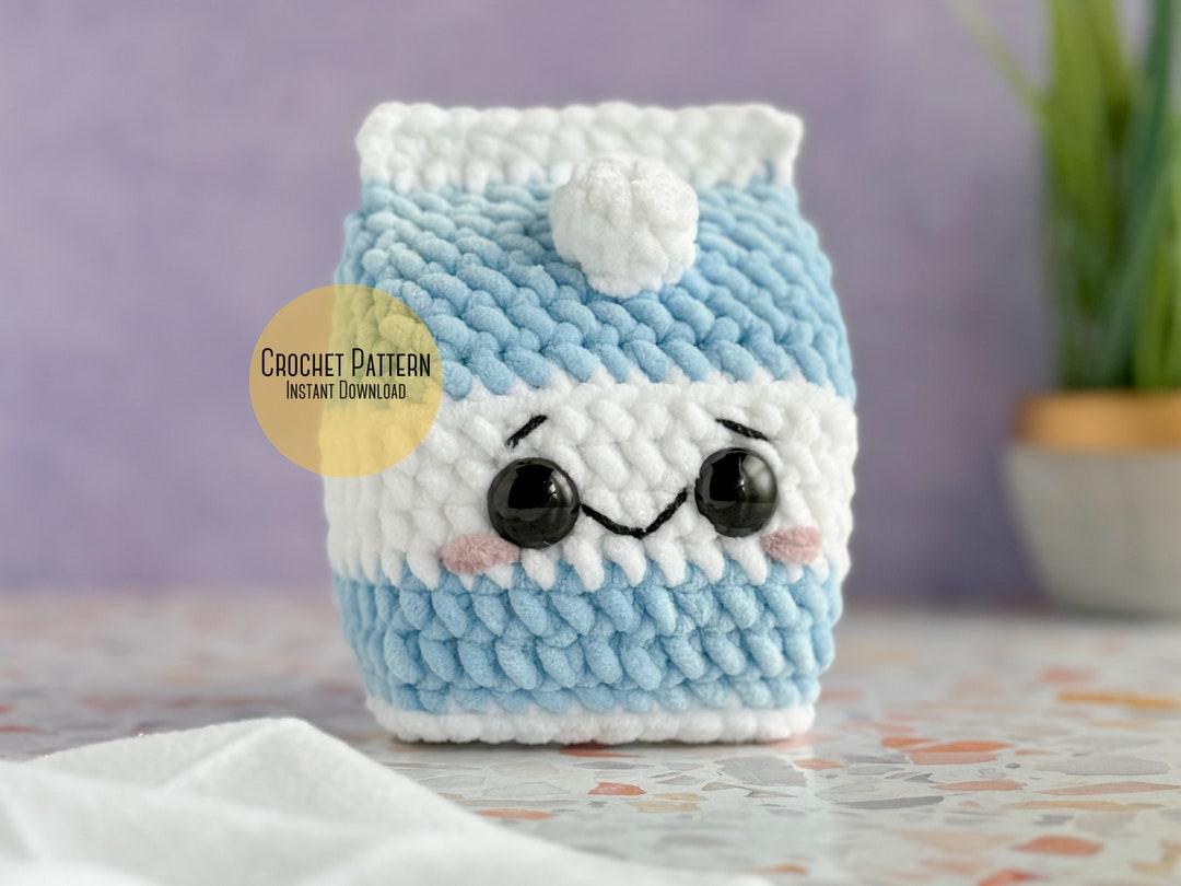 Mini Milk Carton Crochet Pattern, Low Sew Plush Mini Milk, Amigurumi ...