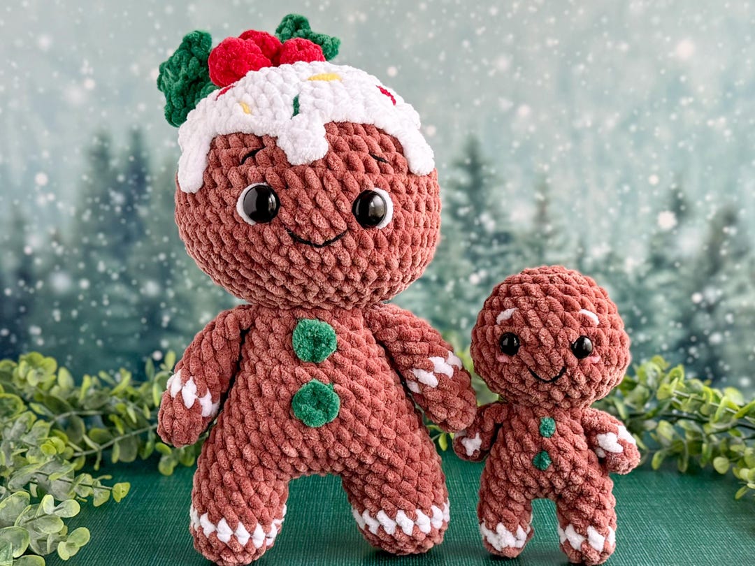 Bundle: Gingerbread Crochet Pattern and Mini Gingerbread Friend, Two ...