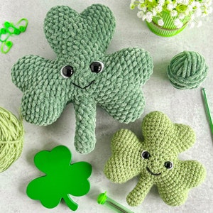 Big Shamrock Clover Crochet Pattern, Amigurumi Four Leaf Clover ...