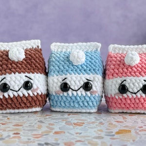 Mini Milk Carton Crochet Pattern, Low Sew Plush Mini Milk, Amigurumi ...