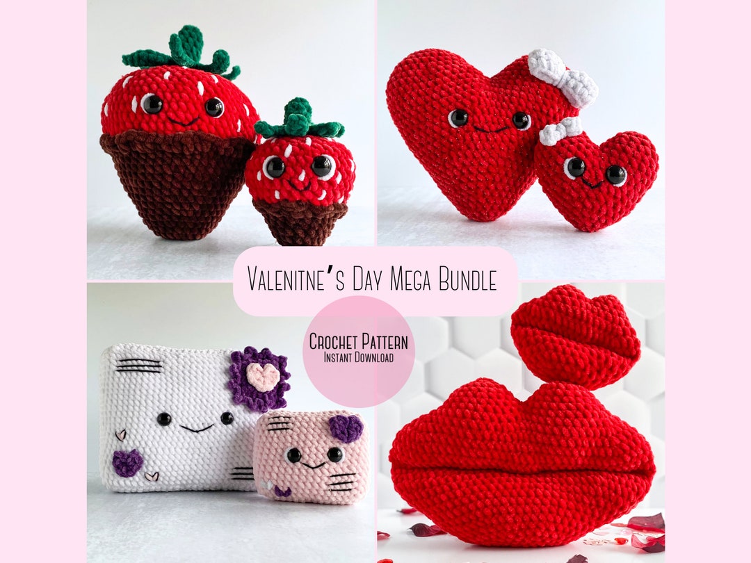 Bundle: Crochet Plush Valentine’s Day Amigurumi Patterns, Kiss Lips ...