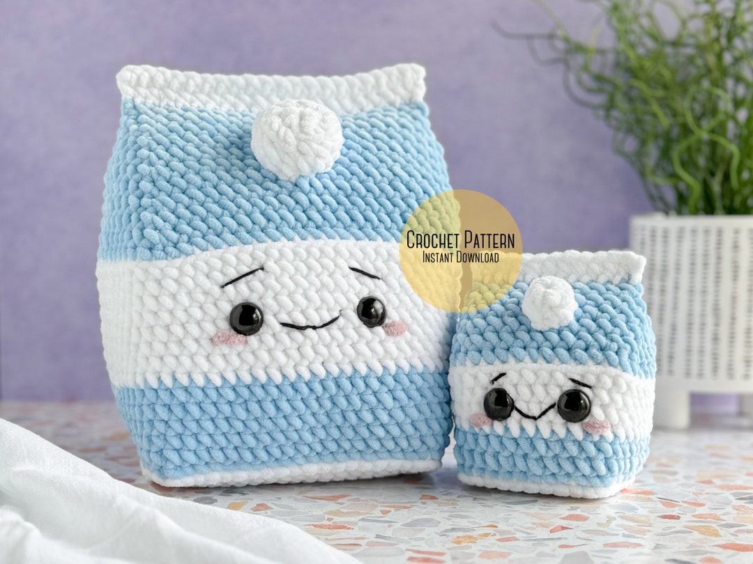 Bundle: Mini and Big Milk Carton Plush Crochet Patterns, Two Plush Milk ...
