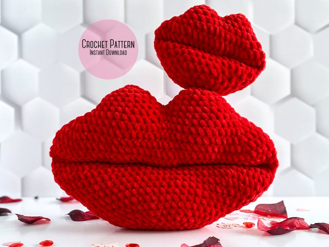 Bundle: Big and Mini Kiss Lips Plush Valentine Crochet Pattern, Mini ...