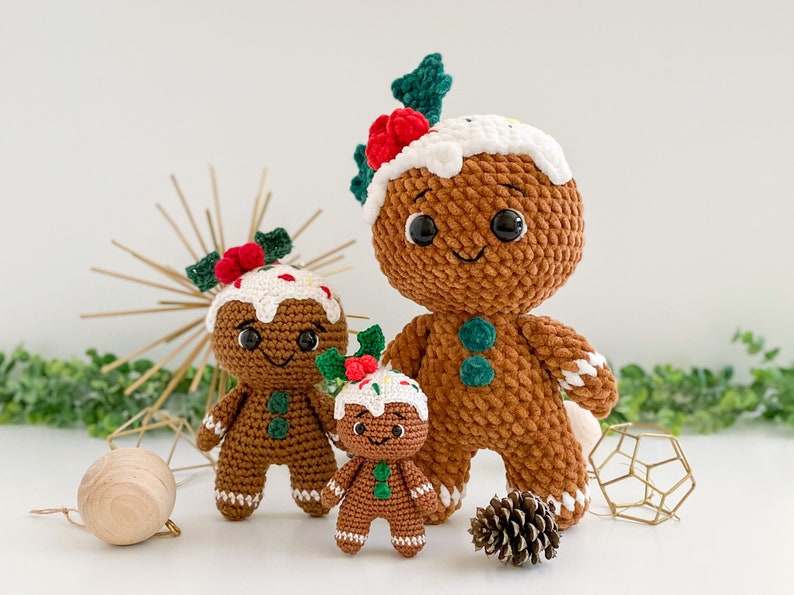 Bundle: Gingerbread Crochet Pattern and Mini Gingerbread Friend, Two ...