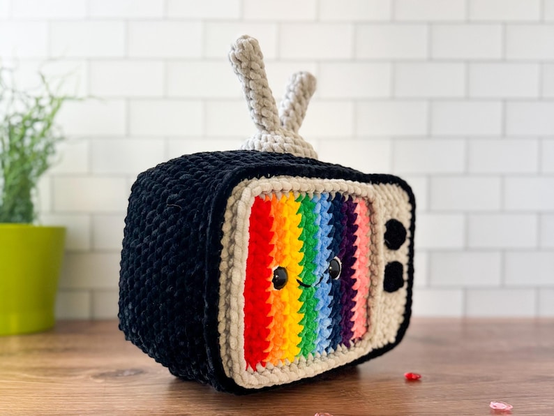 Rainbow Retro TV Crochet Pattern PDF – Amigurumi Television Plush ...