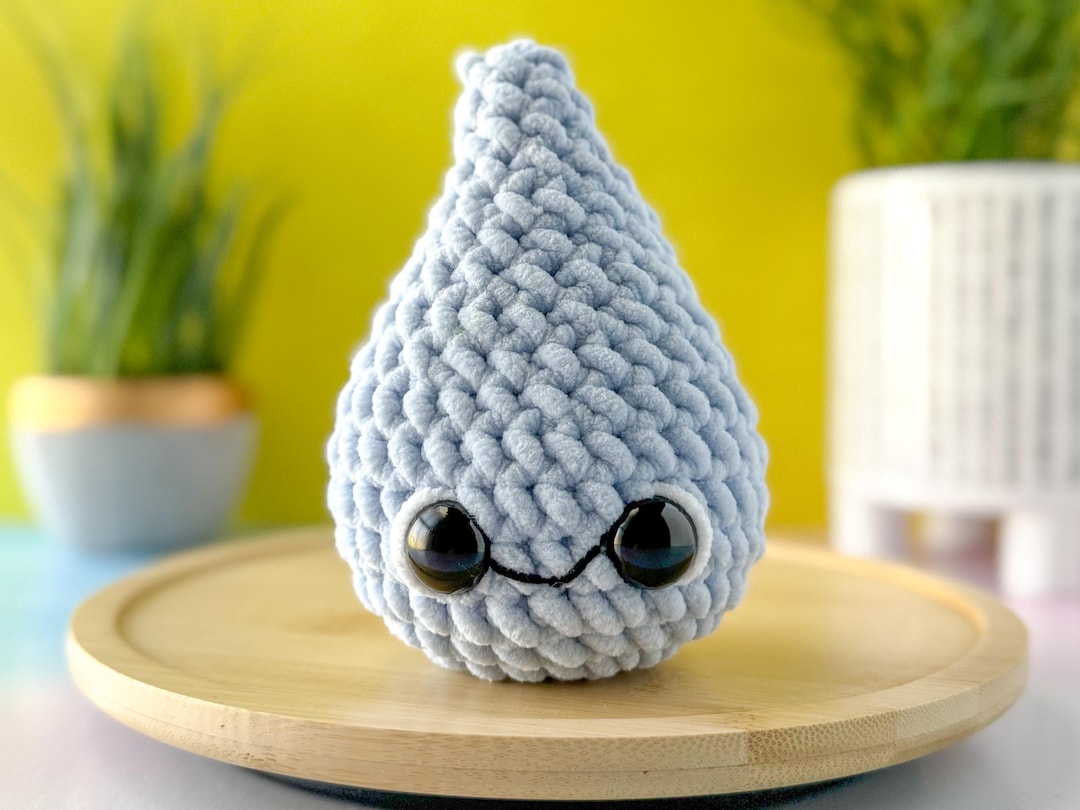 Mini Raindrop Plush Crochet Pattern, No Sew Amigurumi Pattern for Spring Raindrop Crochet ...