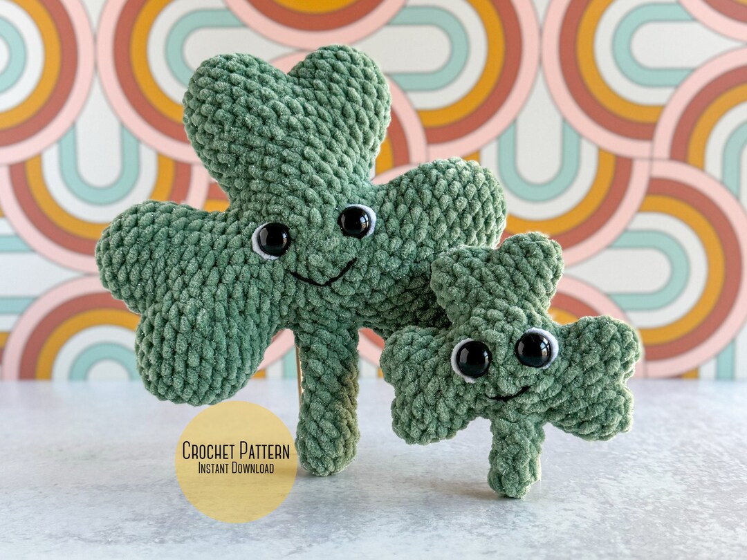 Amigurumi Shamrock Clover Crochet Pattern Bundle, Four Leaf Clover ...
