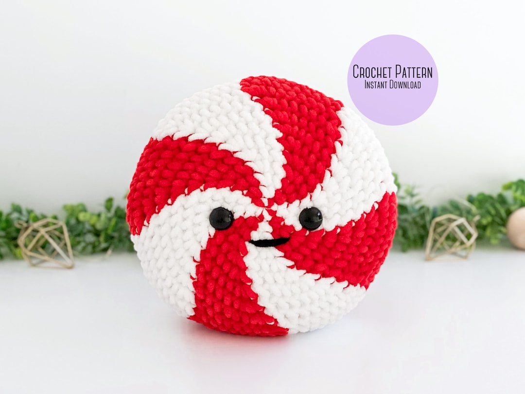 Crochet Peppermint Christmas Candy Amigurumi Pattern, Peppermint Candy ...