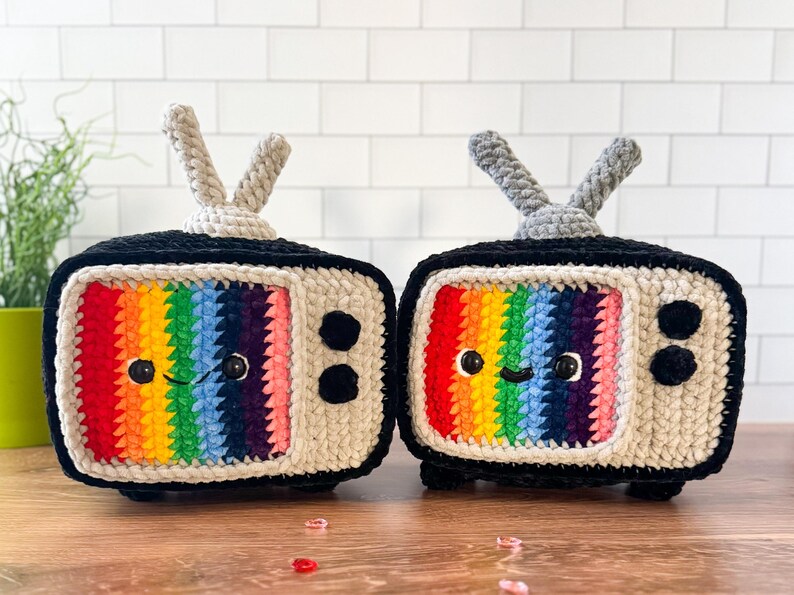 Rainbow Retro TV Crochet Pattern PDF – Amigurumi Television Plush ...