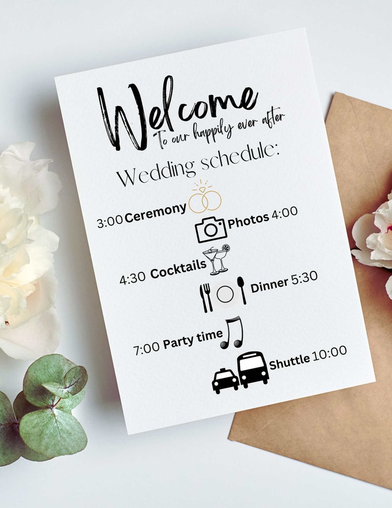 Editable Wedding Schedule Template Instant Download Wedding - Etsy