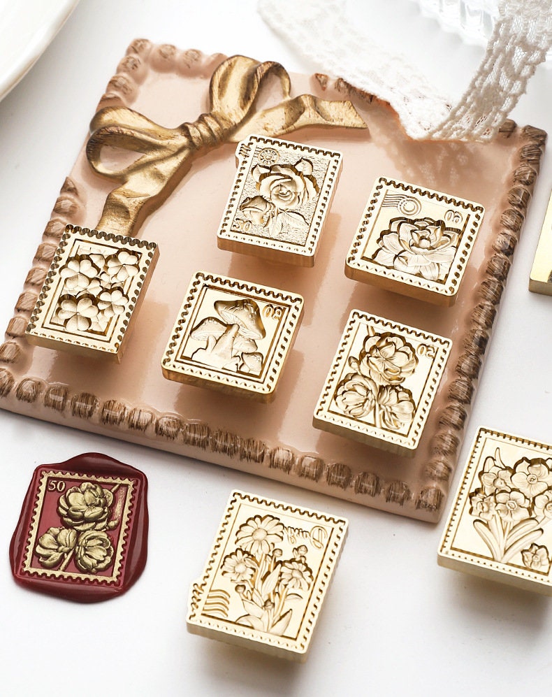 8 Designs of Post Stamp Seal Wax Seal Stamp, Personalised Stamp, Metal ...