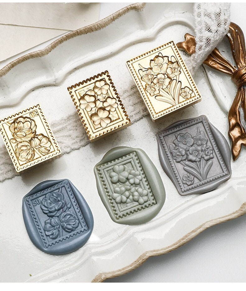 8 Designs of Post Stamp Seal Wax Seal Stamp, Personalised Stamp, Metal ...