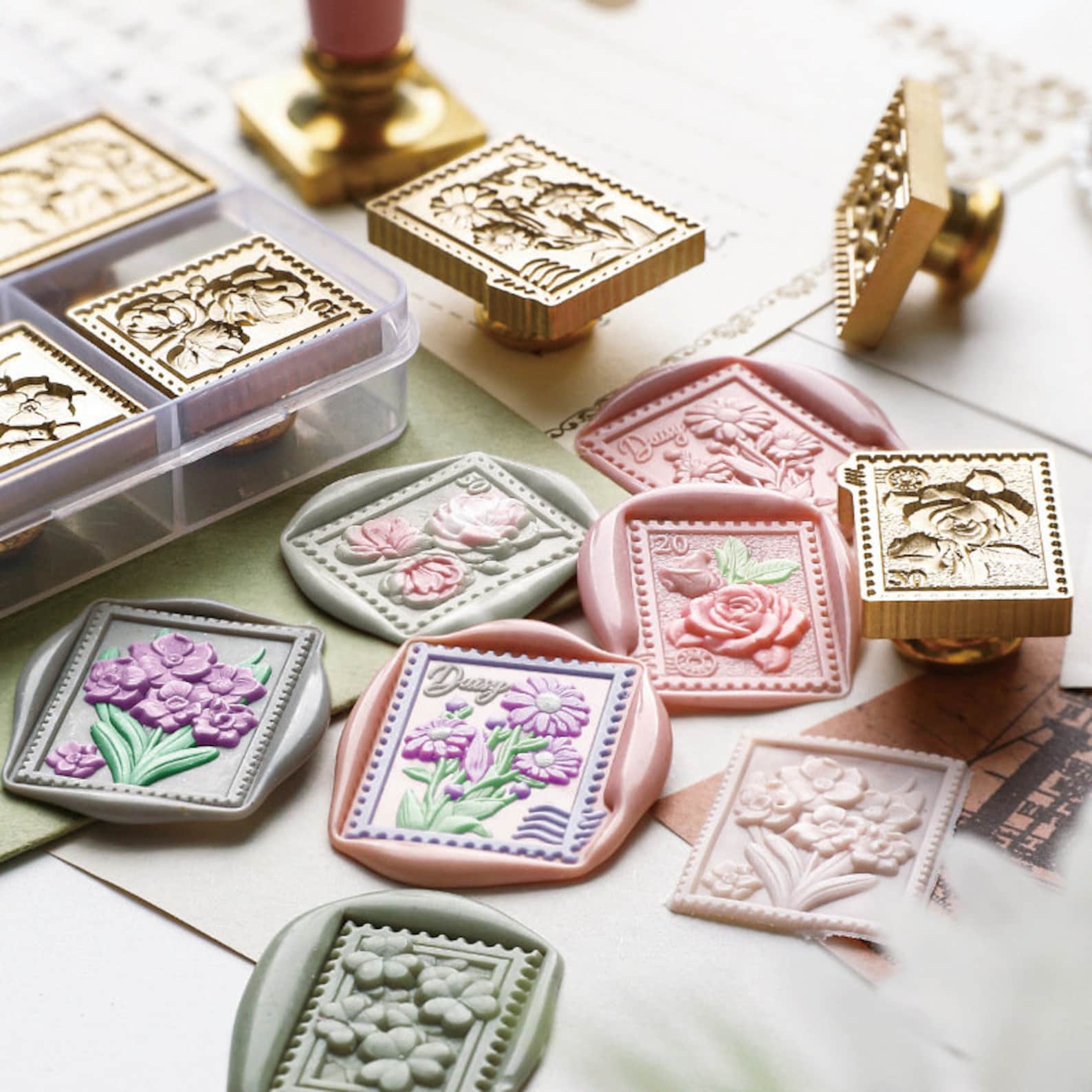 8 Designs of Post Stamp Seal Wax Seal Stamp, Metal Stamp Head Wax Seal ...