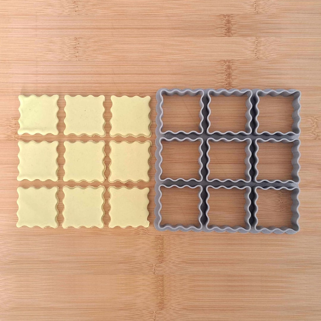 Multiple 1 .5" Scalloped Square Cookie Cutter. Lots of Wavy Edge Shaped ...