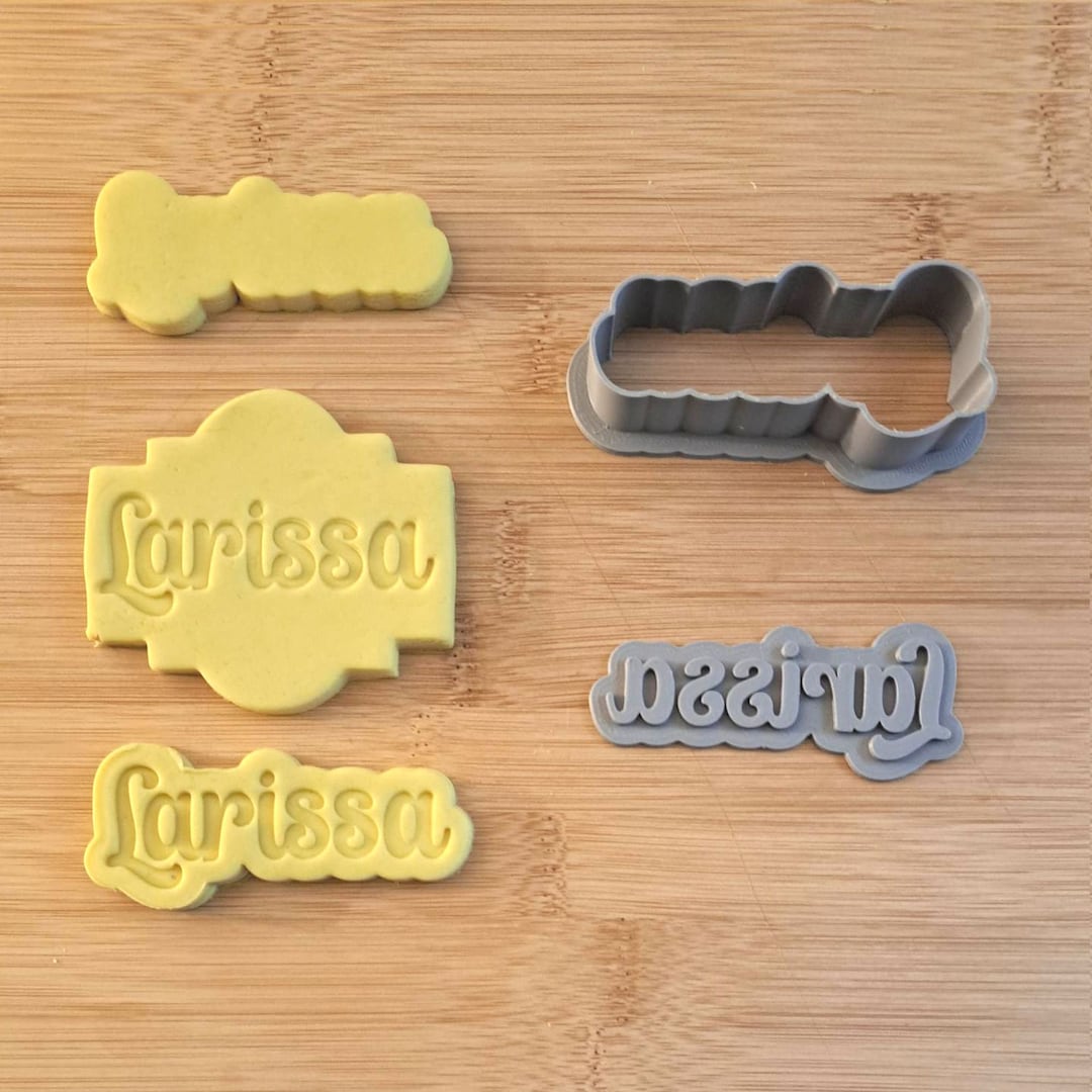 Personalized Name Cookie Cutter and Stamp Set. Script Font Name Outline ...